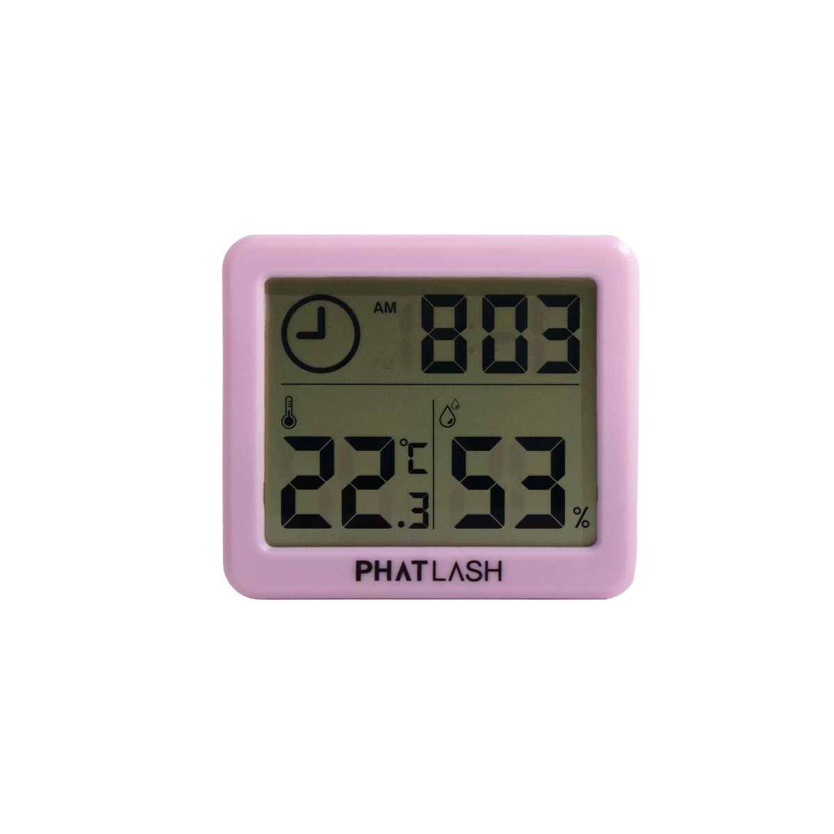 PINK HYGROMETER- TIME/TEMPERATURE/HUMIDITY READER – PHAT LASH UK